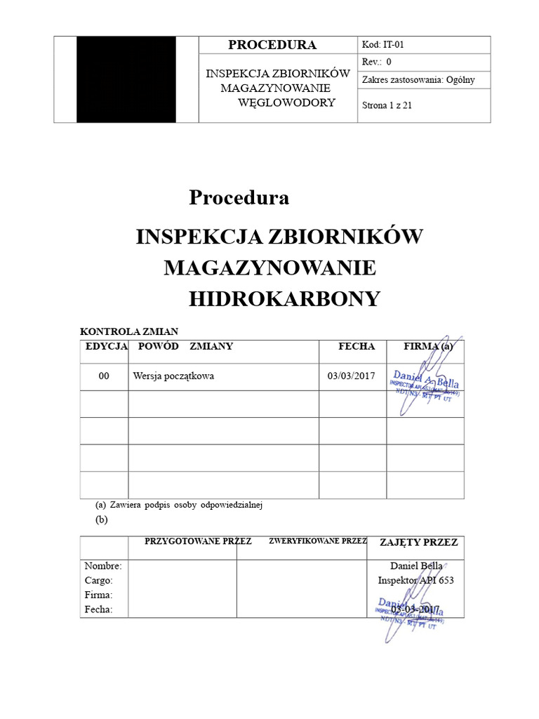 Inspekcja Zbiorników API | PDF