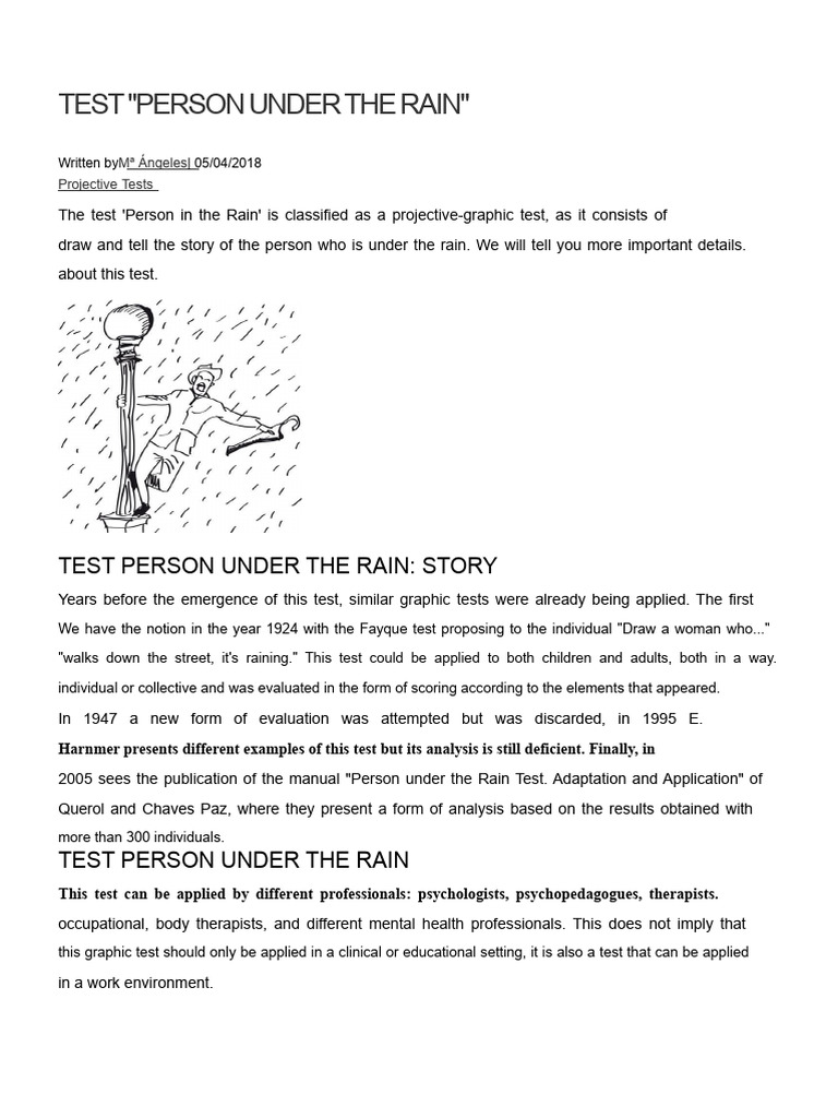 Projective Test: Person Under the Rain | PDF | Drawing | Shyness