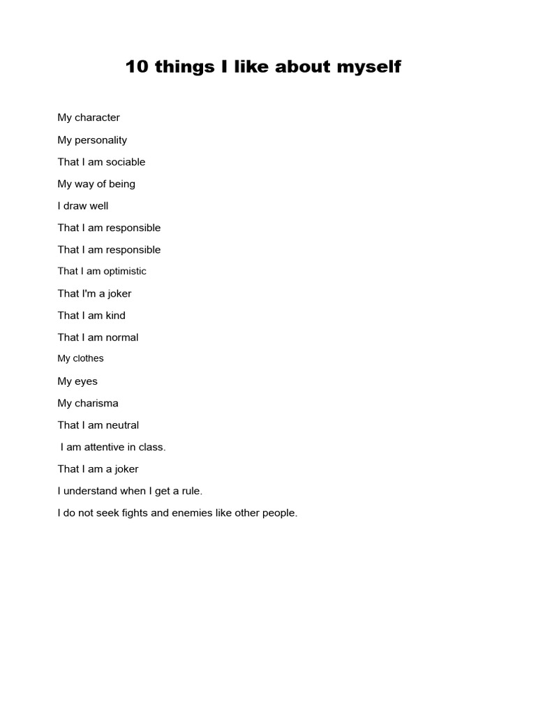 10 Things I Like About Myself | PDF