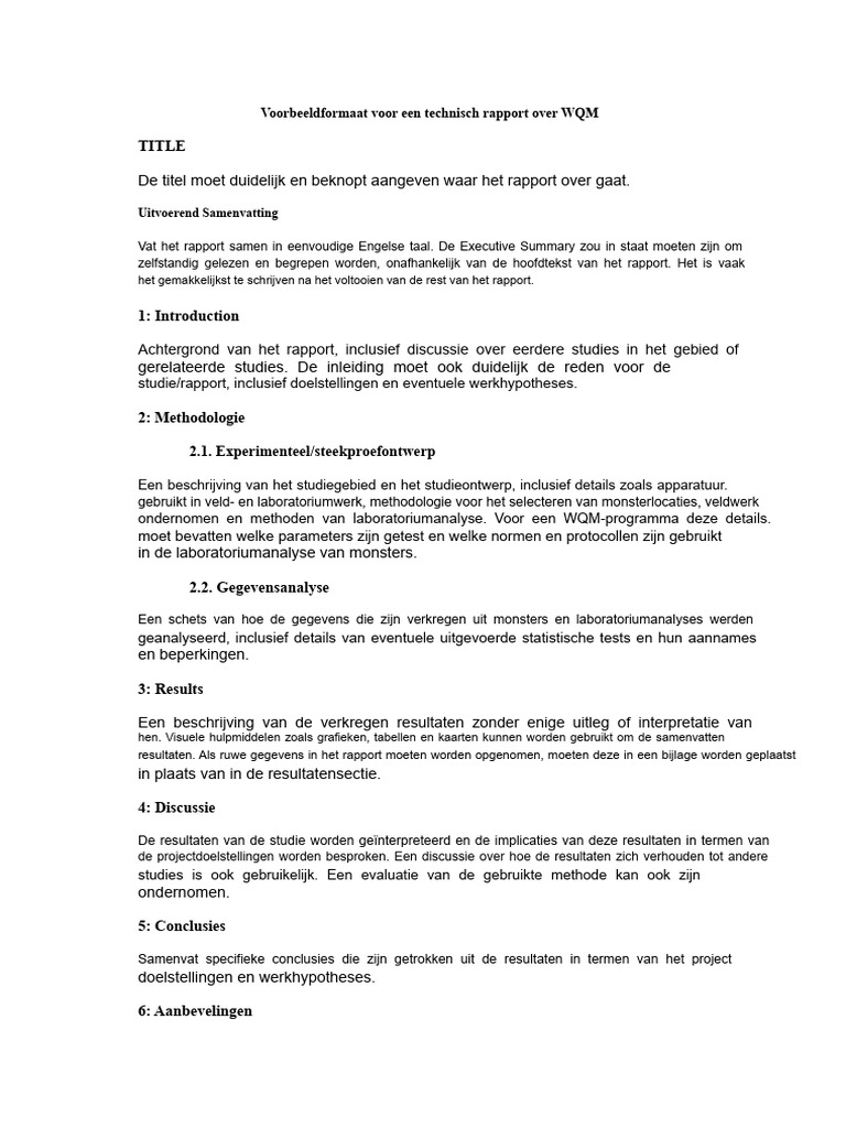Voorbeeld Technisch Rapport | PDF