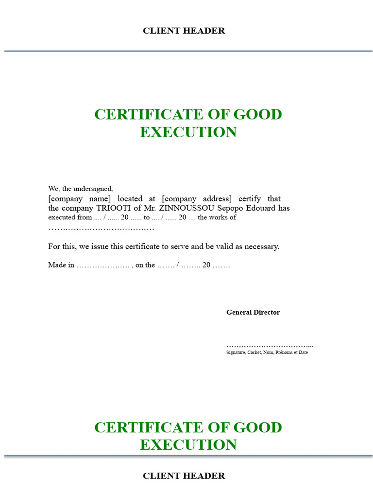 Certificate of Proper Completion | PDF