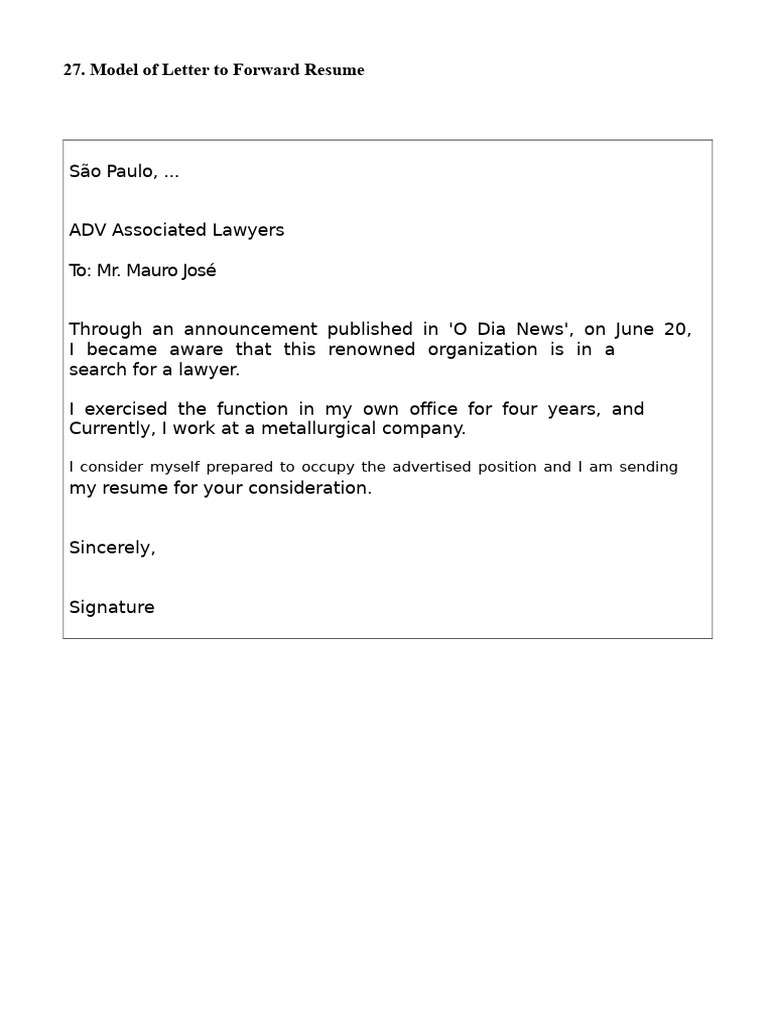TST - Letter Models - Template For Forwarding A Resume | PDF