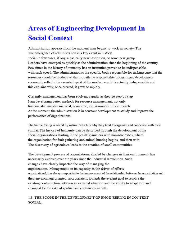 Engineering Development Areas in A Social Context | PDF | Engineering ...
