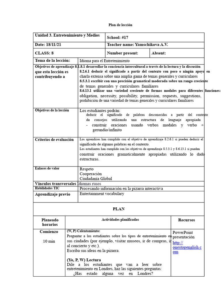 Inglés - Grado 8 - Unidad 3.entretenimiento y Medios - Entretenimiento ...