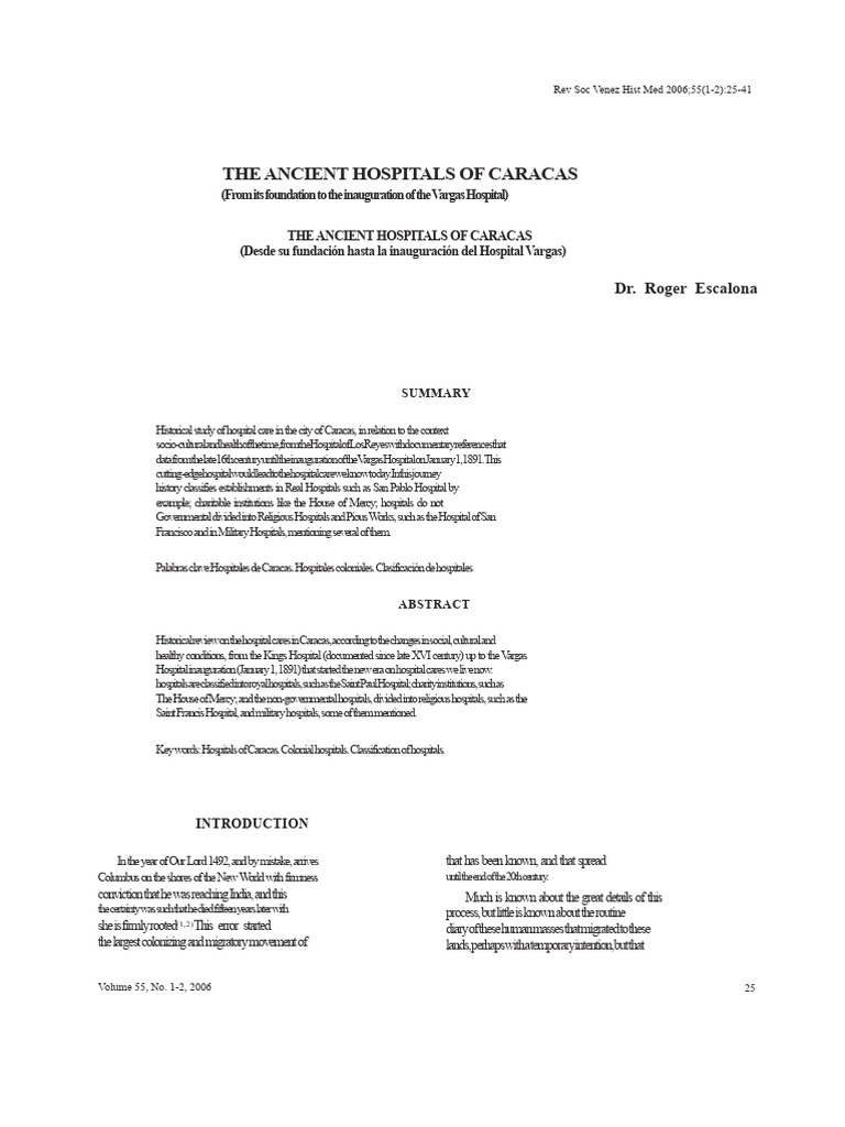 Ancient Hospitals of Caracas History | PDF | Hospital