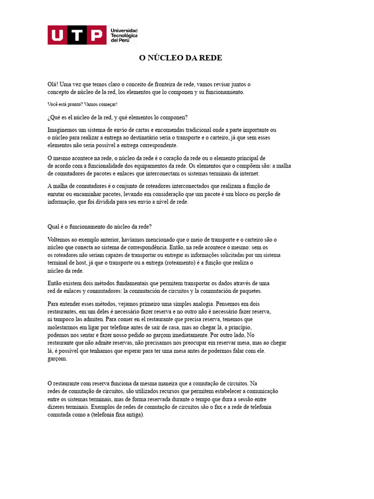 O núcleo da rede | PDF | Rede de computadores | Roteador (informática)