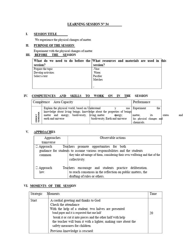 SESSION 34 We Experience The Physical Changes of Matter | PDF | Phase (Matter) | Liquids