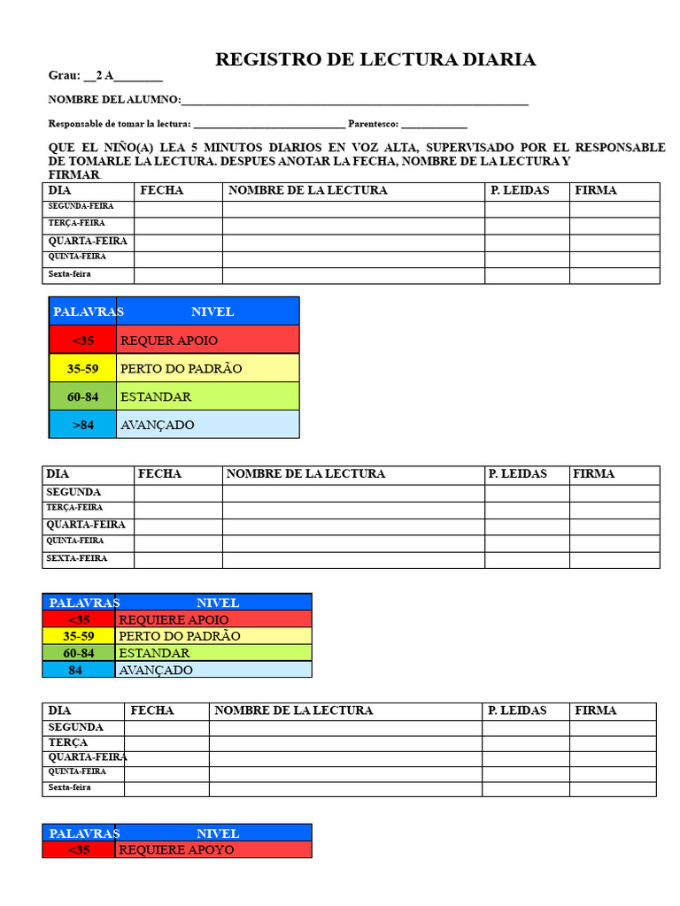 Registro de Leitura Diário | PDF