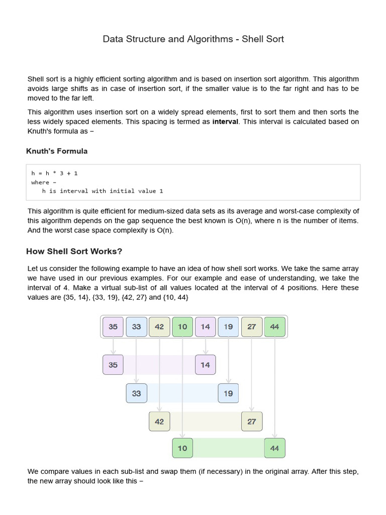 Data Structure and Algorithms - Shell Sort | PDF | Algorithms | Theoretical Computer Science