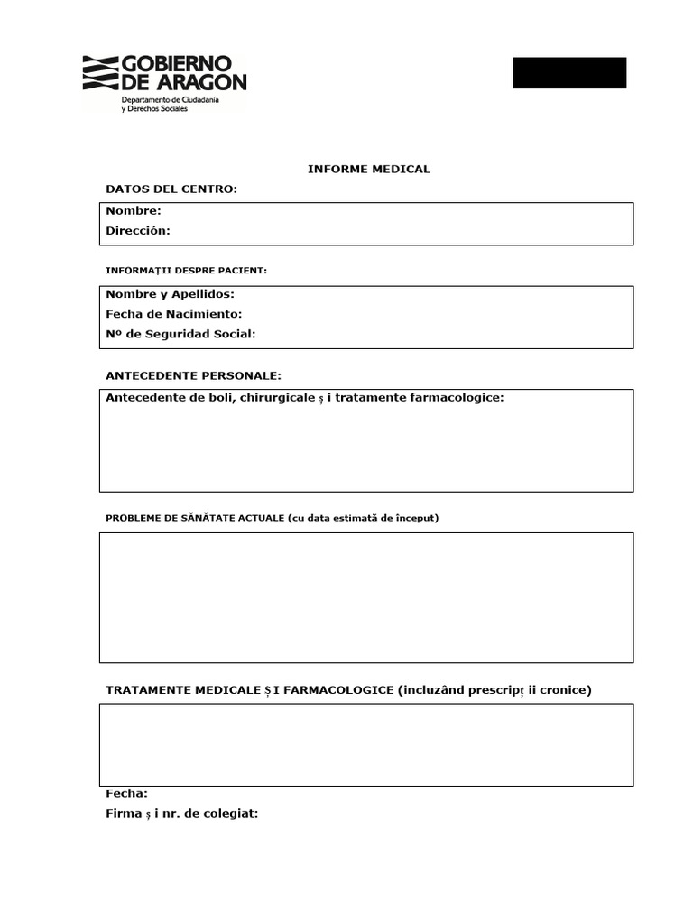 Model Raport Medical | PDF