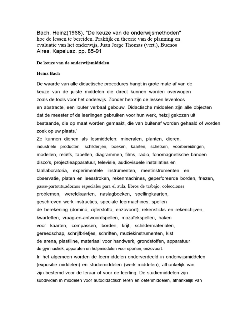 De Keuze Van de Onderwijsmedia Heinz Bach | PDF