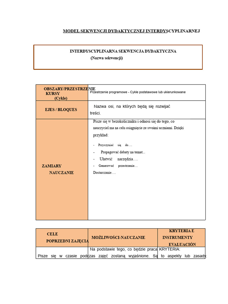 Model interdyscyplinarnej sekwencji dydaktycznej (6) | PDF