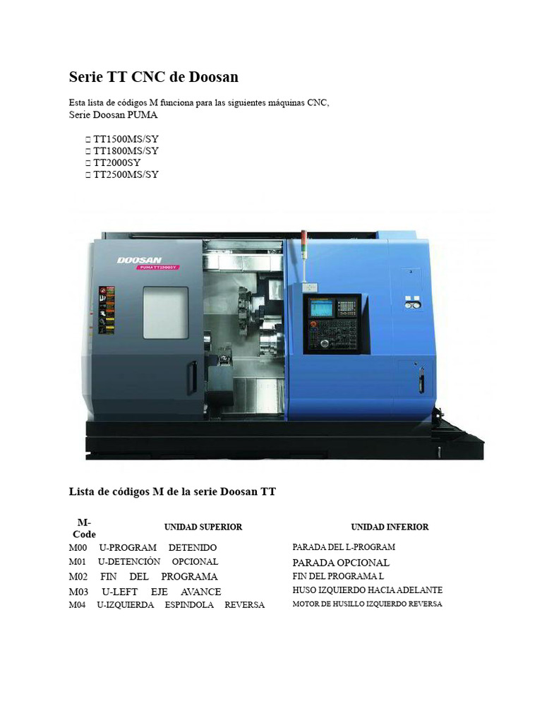 Programación de CNC de La Serie TT | PDF | Automatización | Procesos ...