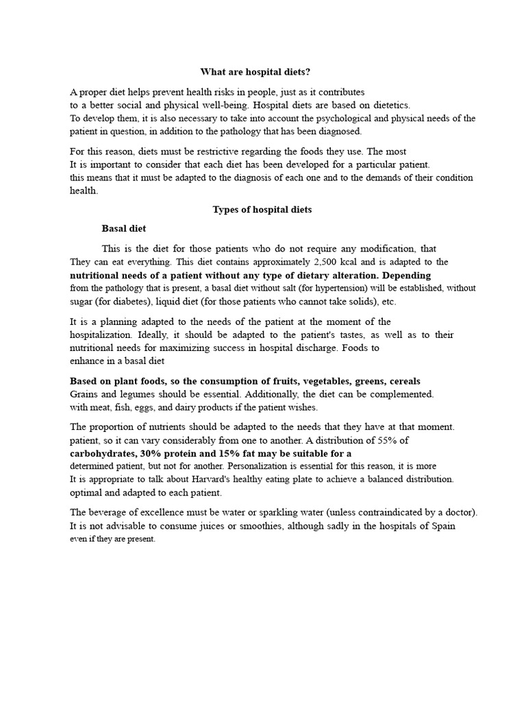 What Are Hospital Diets? | PDF | Dieting | Foods
