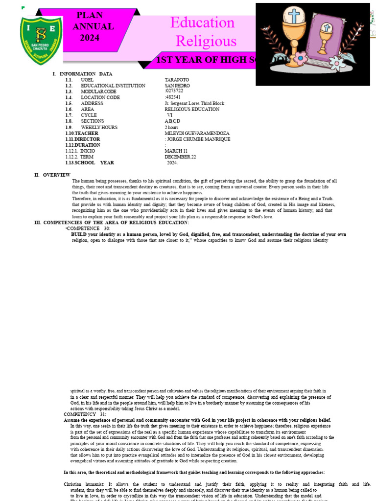 PAT 2024 RELIGION 1ST GRADE Original | PDF | Faith | God
