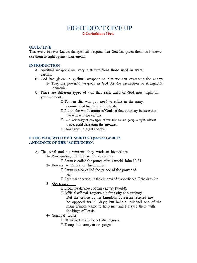 Fight, Don't Give Up | PDF | Demons | Isaiah