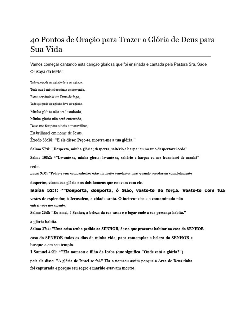 40 Oração pela Glória de Deus | PDF | Oração | Jesus