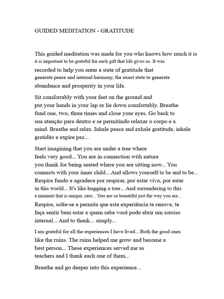 Guided Meditation - Gratitude | PDF | Spirituality