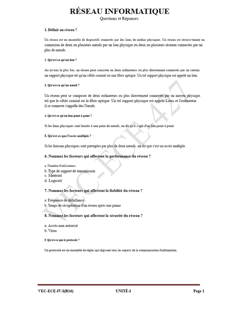 Guide Complet sur les Réseaux Informatiques | PDF | Protocoles Internet ...