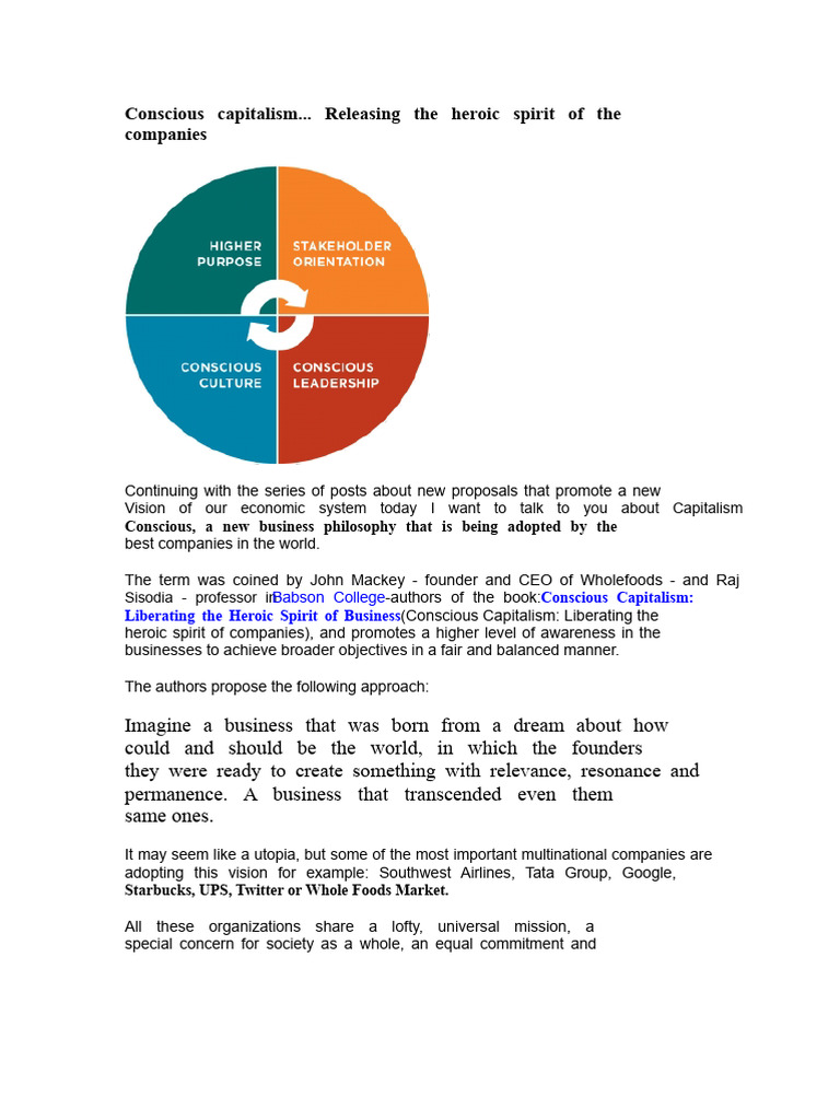 Understanding Conscious Capitalism Principles | PDF | Capitalism ...