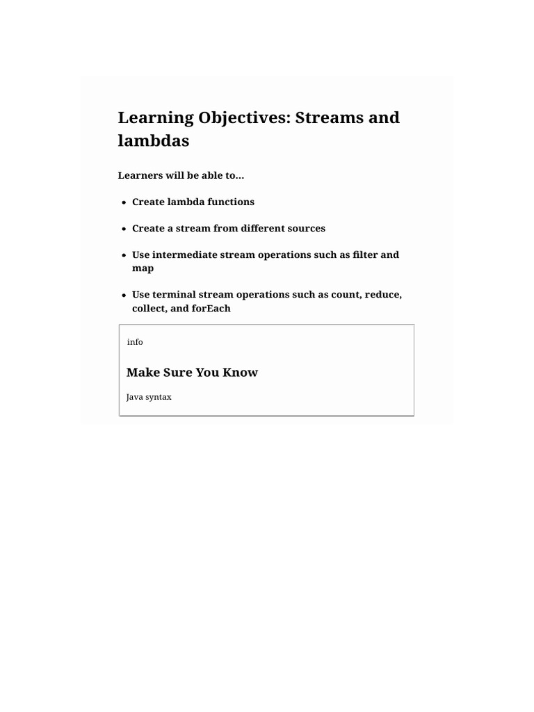 Core Java Data Handling Streams and Lambdas | PDF | Class (Computer ...