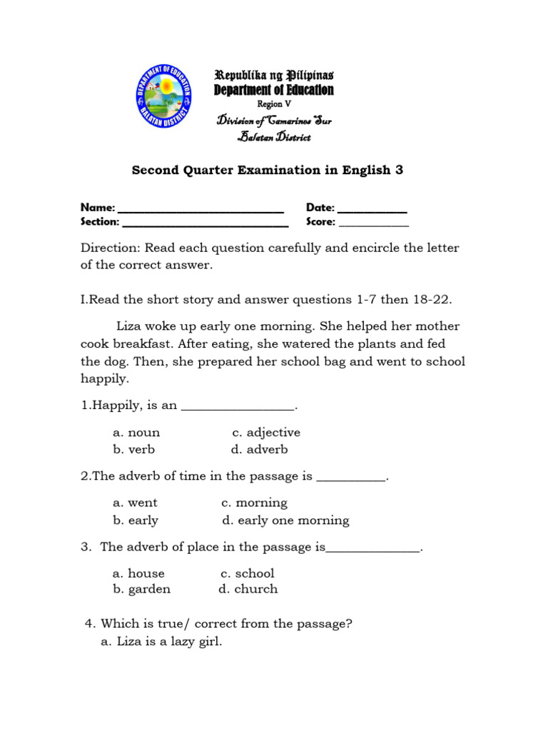 English 3 Second Quarter Exam Guide | PDF | Linguistic Morphology ...