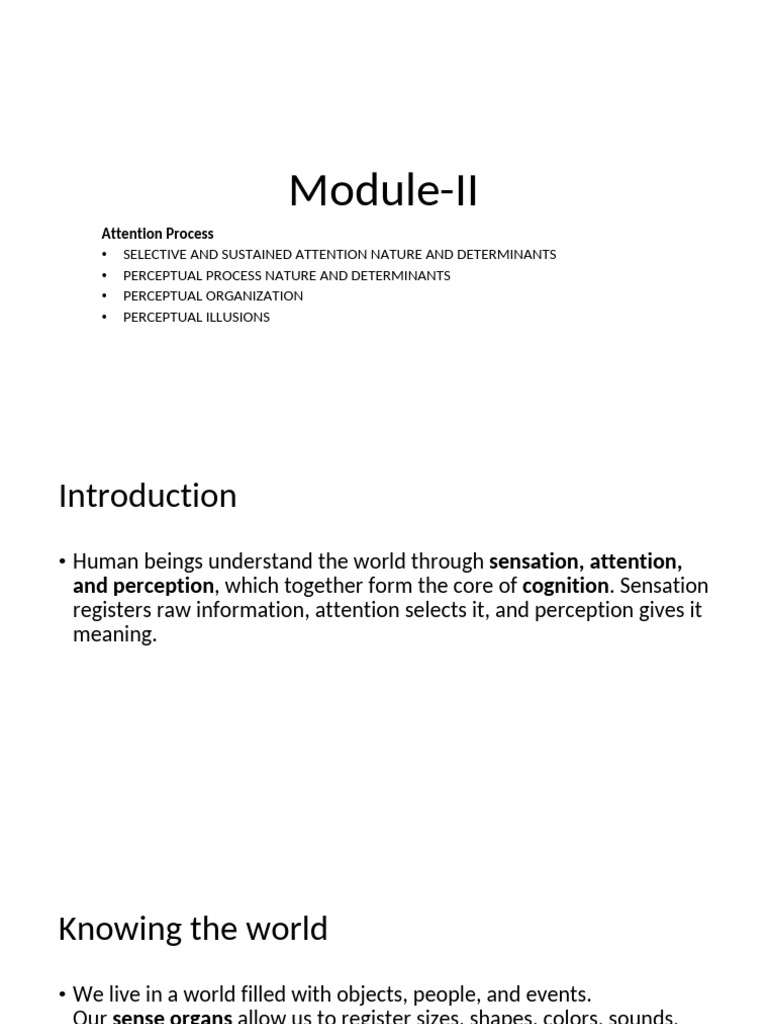 Module-2 Attention Processes | PDF | Senses | Perception