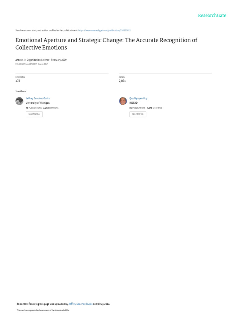 Emotional Aperture in Strategic Change | PDF | Emotions | Perception