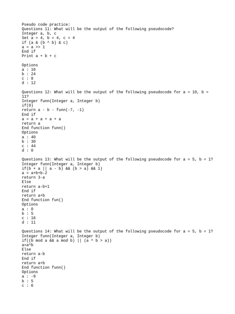 Pseudo Code Practice-1 | PDF