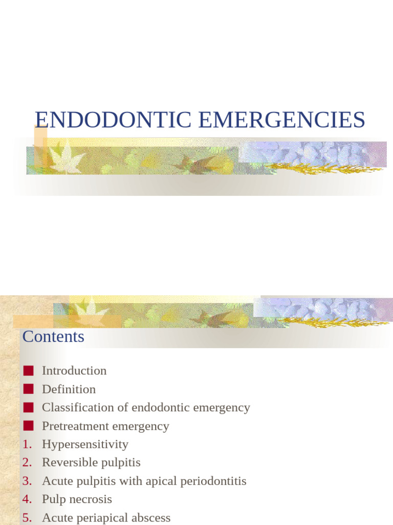 Endodontic Emergencies | PDF | Human Tooth | Tooth
