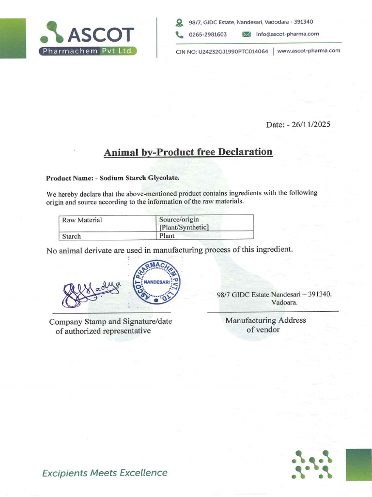 SSG - Animal by Product Declaration 26 11 25 | PDF