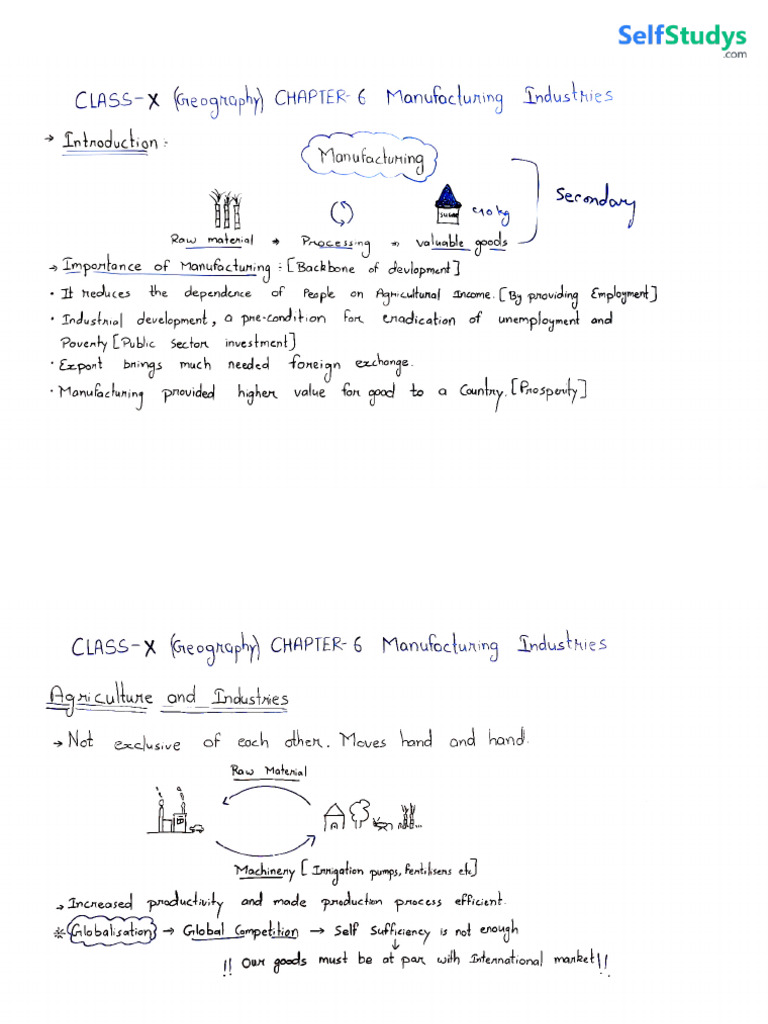 Manufacturing Industries Toppers Notes Class 10 Geography Topper | PDF