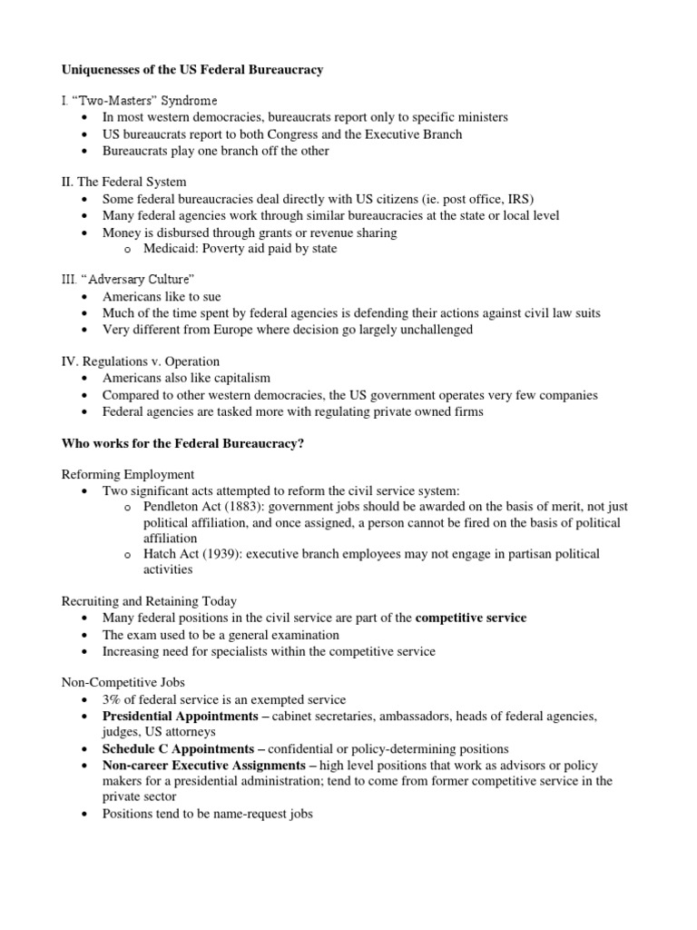 The Federal Bureaucracy Notes | PDF | Federal Government Of The United ...