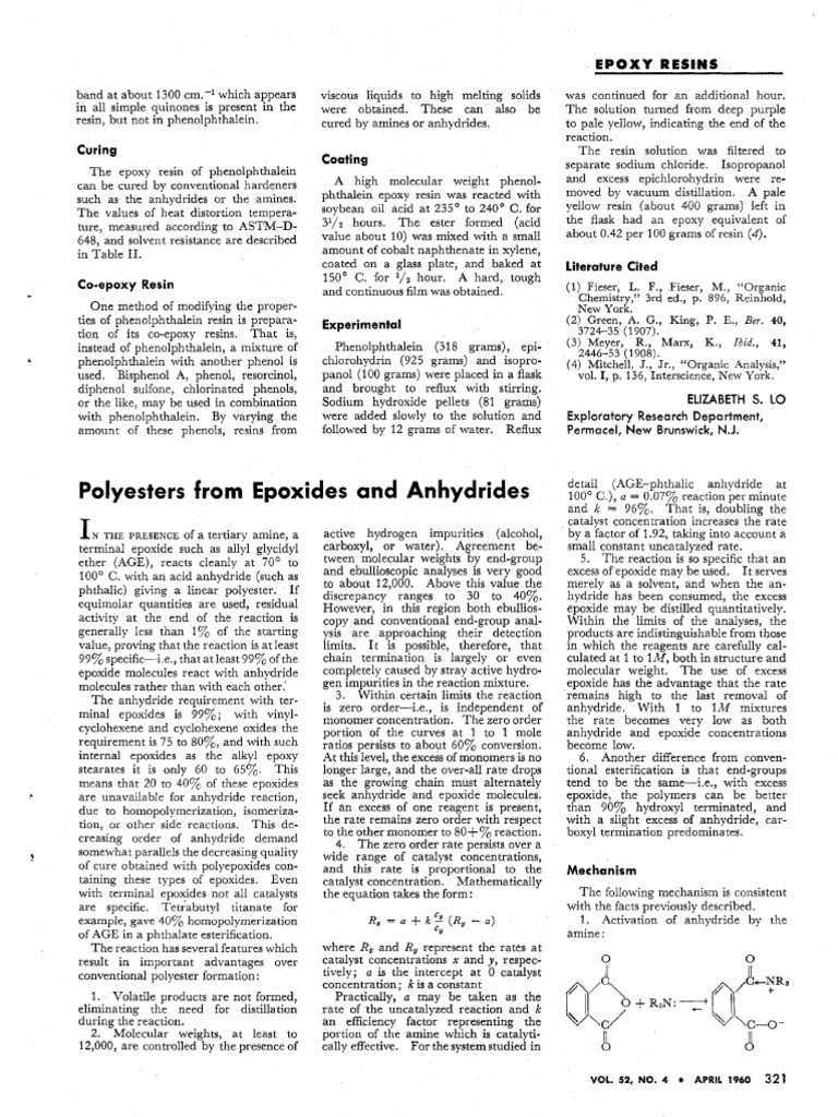 Polyesters From Epoxides and Anhydrides: Curing Coating | PDF | Epoxy ...