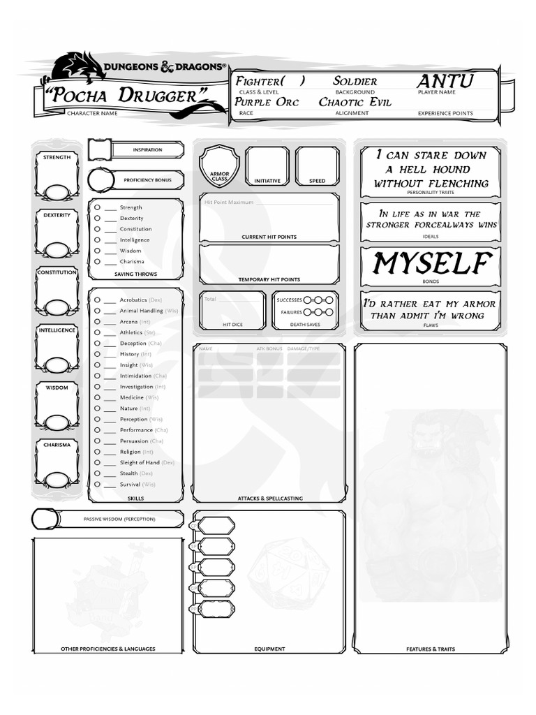 Pocha Drugger Character Sheet Blank | PDF