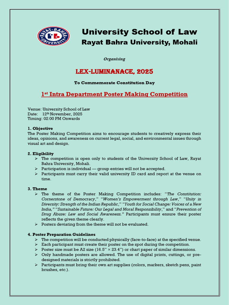 1st Intra Department Poster Making Competition 2025 | PDF