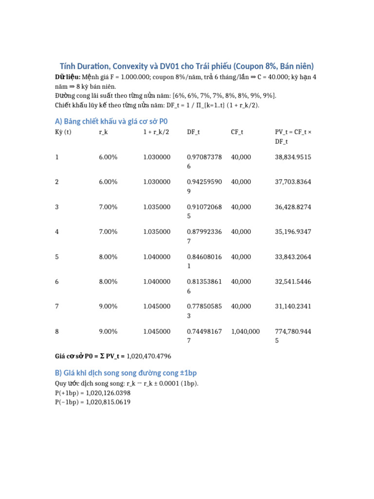 Bond Risk Measures Duration Convexity DV01 | PDF