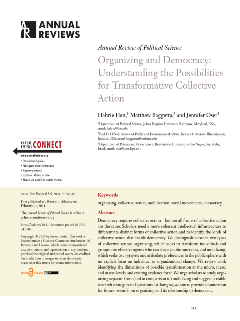 Organizing vs. Mobilizing in Democracy | PDF | Public Sphere | Liberal ...