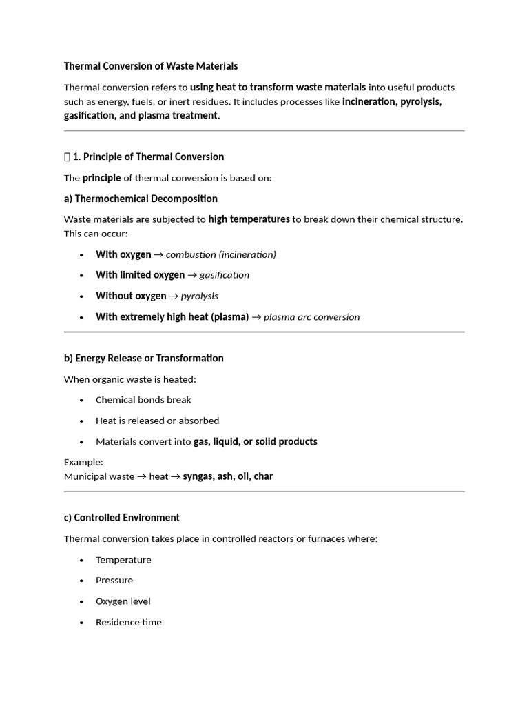 Thermal Conversion of Waste Materials | PDF | Waste | Radioactive Waste