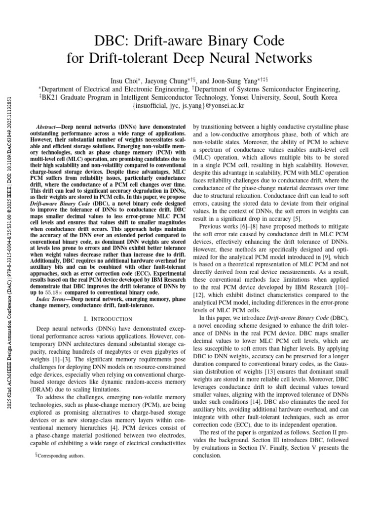 Drift-aware Binary Code for DNNs | PDF | Deep Learning | Computer Memory