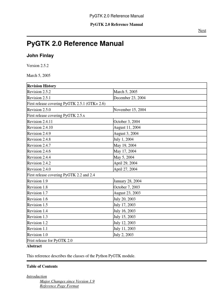 Pygtk 2.0 Reference Manual: John Finlay | PDF | Rgb Color Model ...
