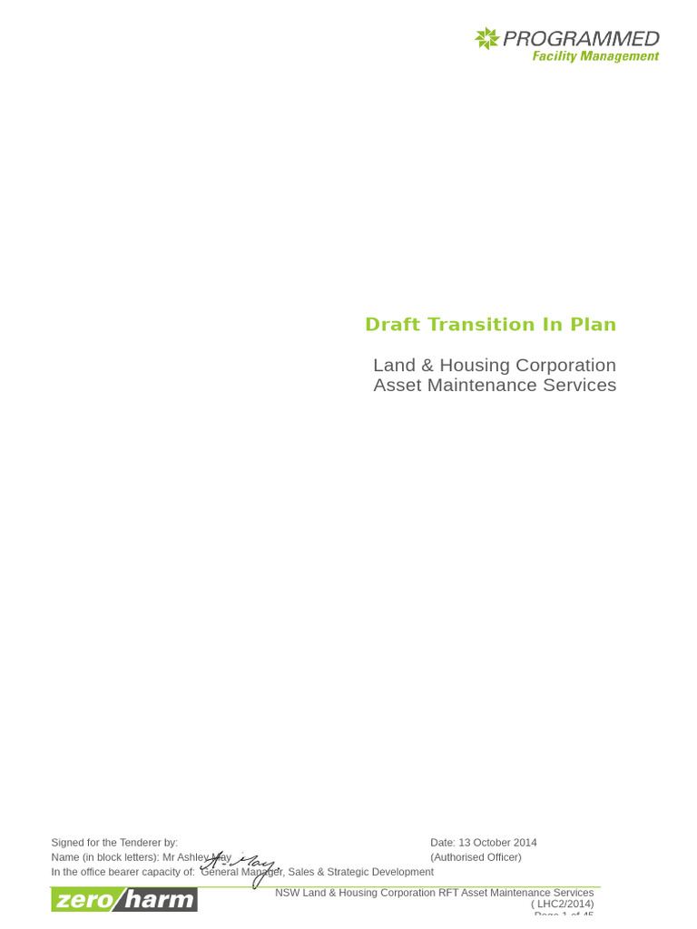 LAHC Response 15.1 Draft Transition in Plan - FINAL - LS | PDF | Risk ...