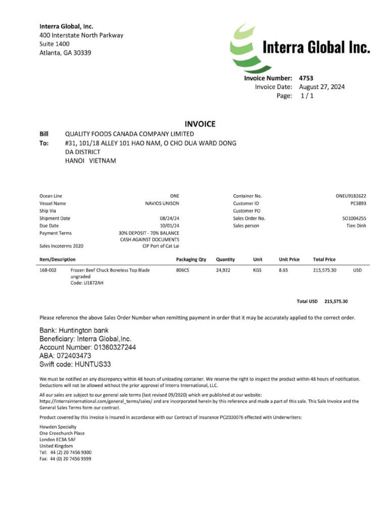 Invoice Tr1004255 | PDF