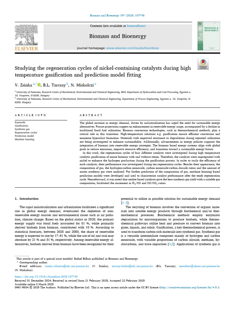 Studying The Regeneration Cycles of Nickel-Containing Catalysts During ...