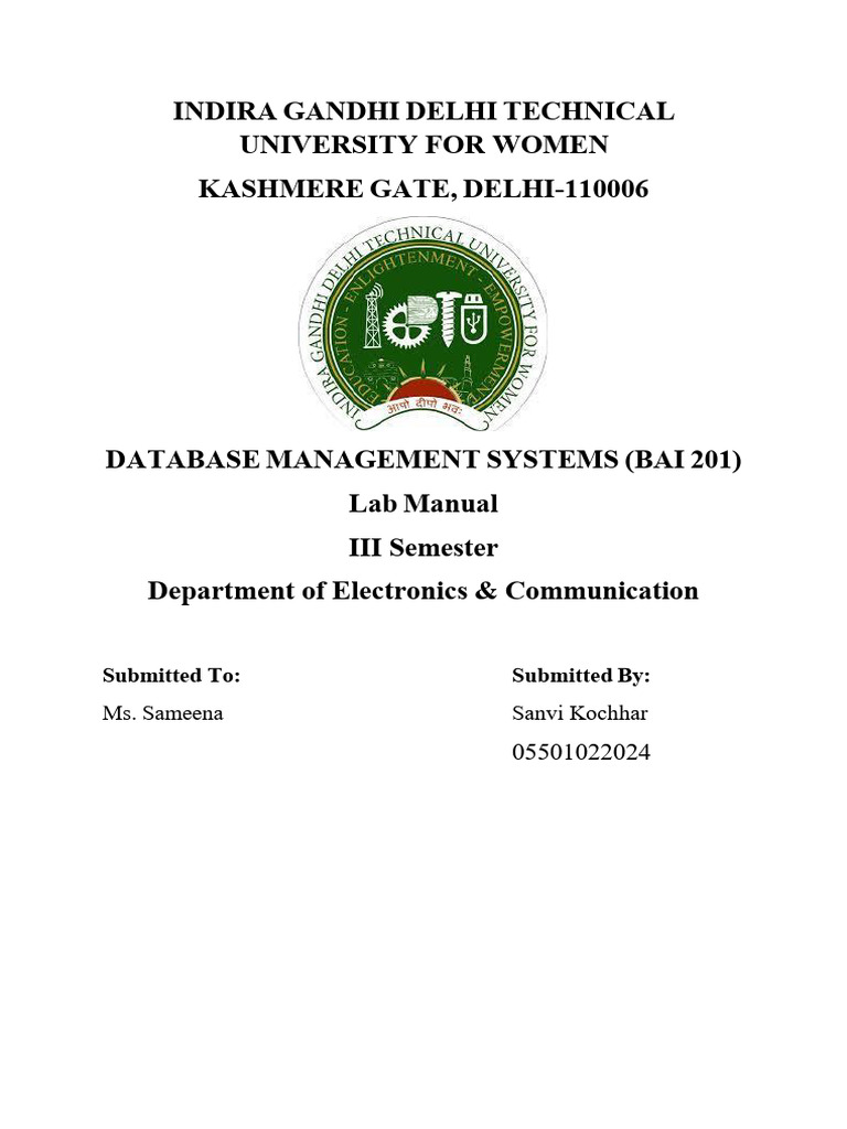 sanvikochhar_dbms | PDF | Sql | Relational Database