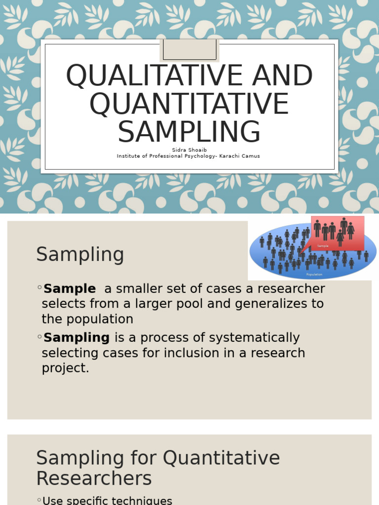 Qualitative and Quantitative Sampling | PDF | Sampling (Statistics) | Stratified Sampling