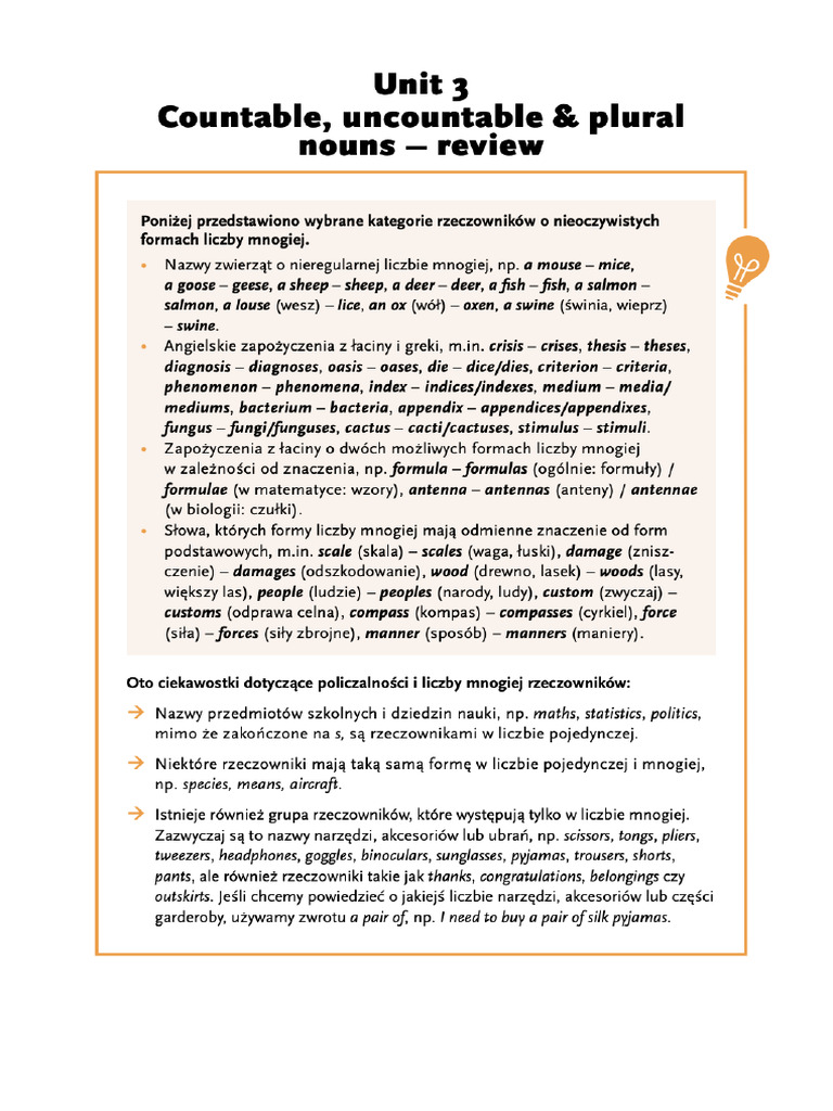 Grammar - Revision - Countables, Uncountables, Plurals | PDF