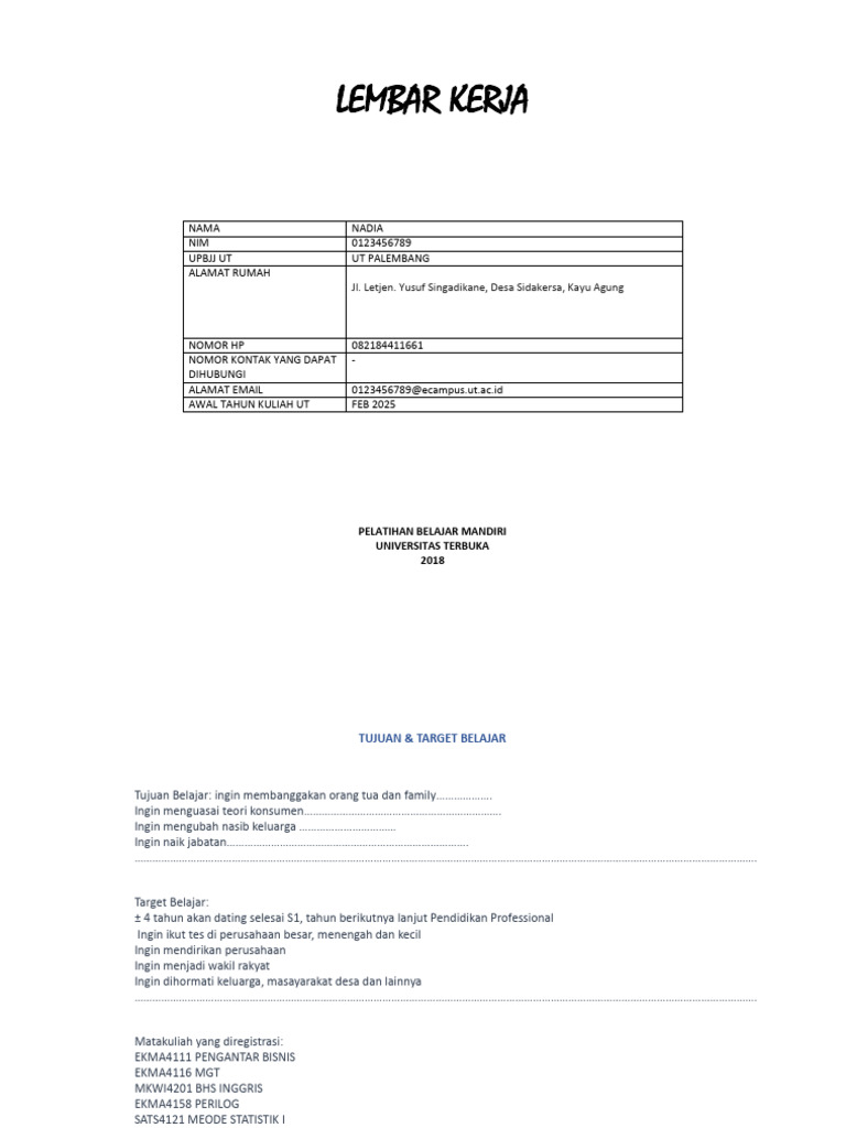 Lembar Kerja Mahasiswa Isian | PDF