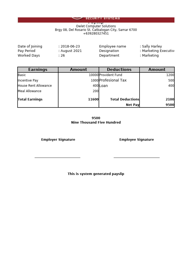 Payslip Sample | PDF
