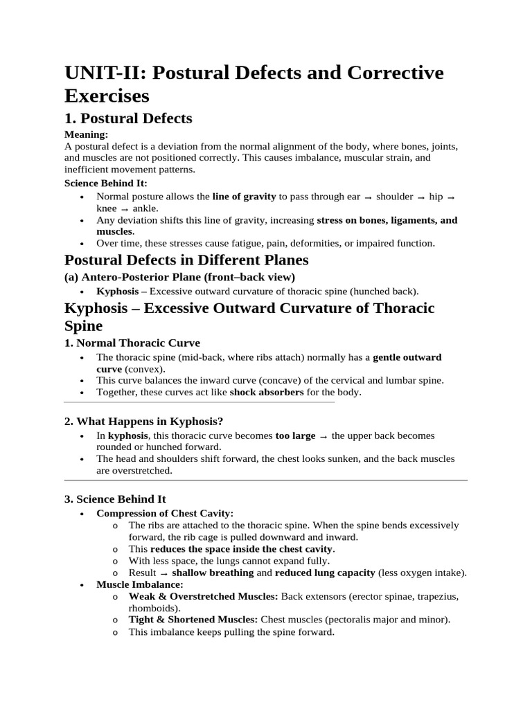 Postural defects and it's corrective exercises | PDF | Pelvis | Thorax